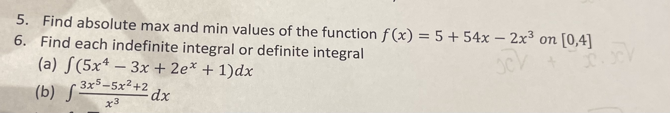 Solved 5. Find absolute max and min values of the function | Chegg.com