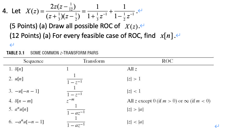 Solved 4. Let X(z)=(z+31)(z−21)2z(z−121)=1+31z−11+1−21z−11. | Chegg.com
