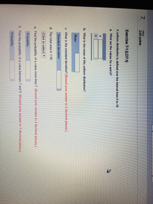Solved A uniform distribution Is defined over the interval | Chegg.com