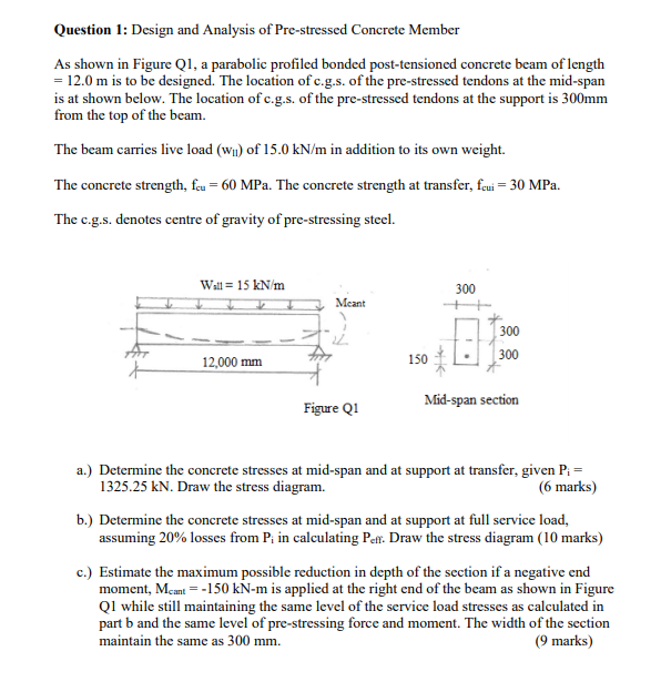 Solved Question 1: Design and Analysis of Pre-stressed | Chegg.com