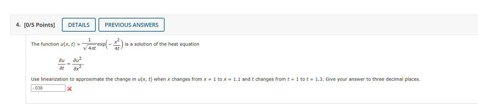 Solved Use linearization to approximate the change in u(x, | Chegg.com