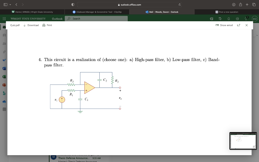 Solved 4. This circuit is a realization of (choose one): a) | Chegg.com