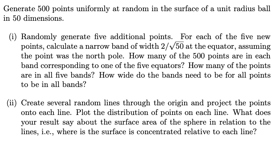 Solved Generate 500 points uniformly at random in the | Chegg.com