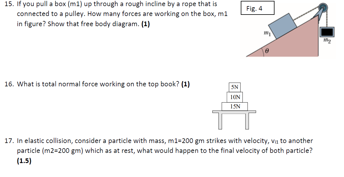 Solved Fig. 4 15. If you pull a box (m1) up through a rough | Chegg.com
