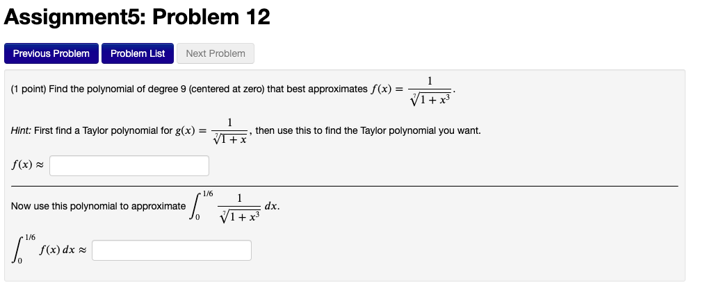 Solved Assignment5: Problem 12 Previous Problem Problem List | Chegg.com