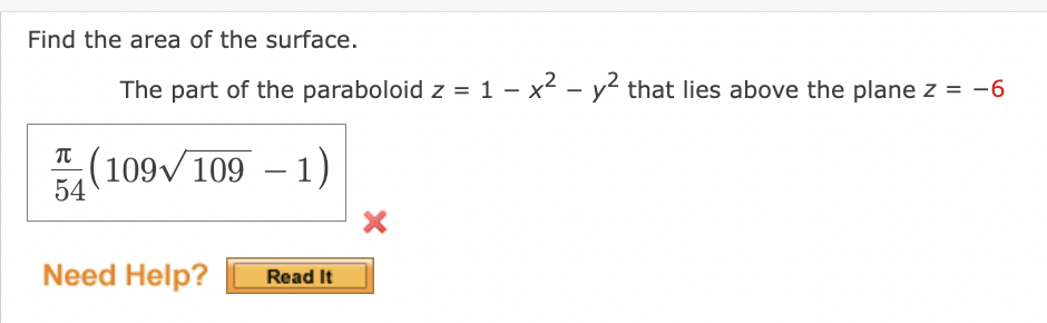 Solved Find the area of the surface. The part of the | Chegg.com