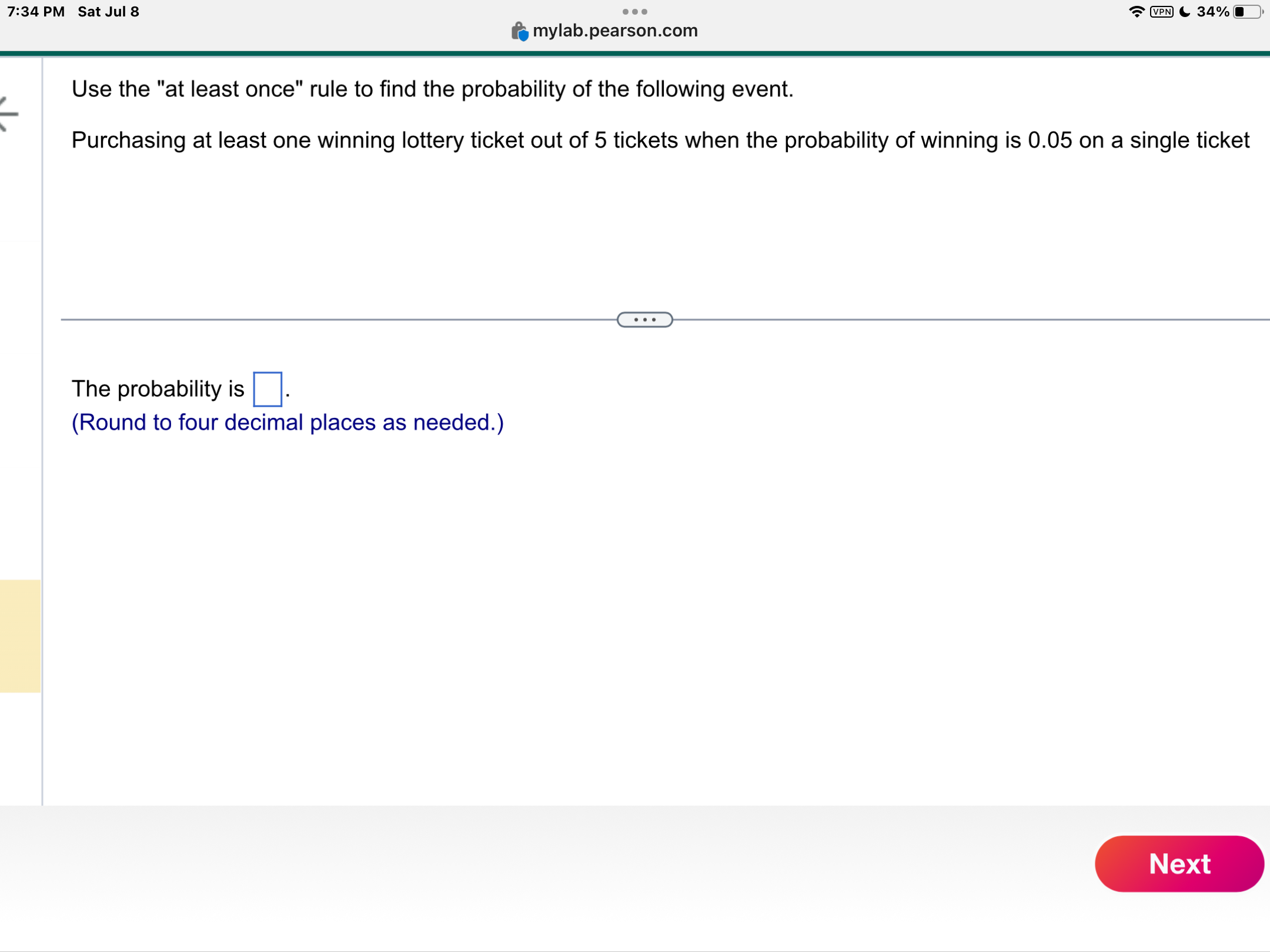 Solved Use the "at least once" rule to find the probability | Chegg.com