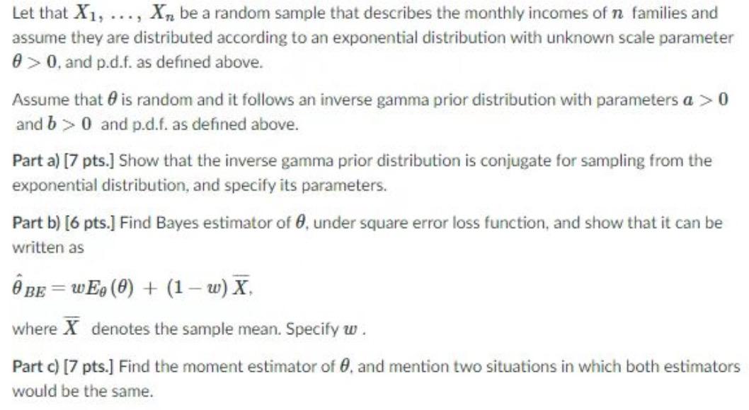 Solved Let that X1, ..., X, be a random sample that | Chegg.com