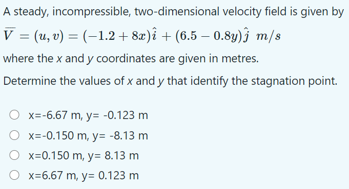 Solved A steady, incompressible, two-dimensional velocity | Chegg.com