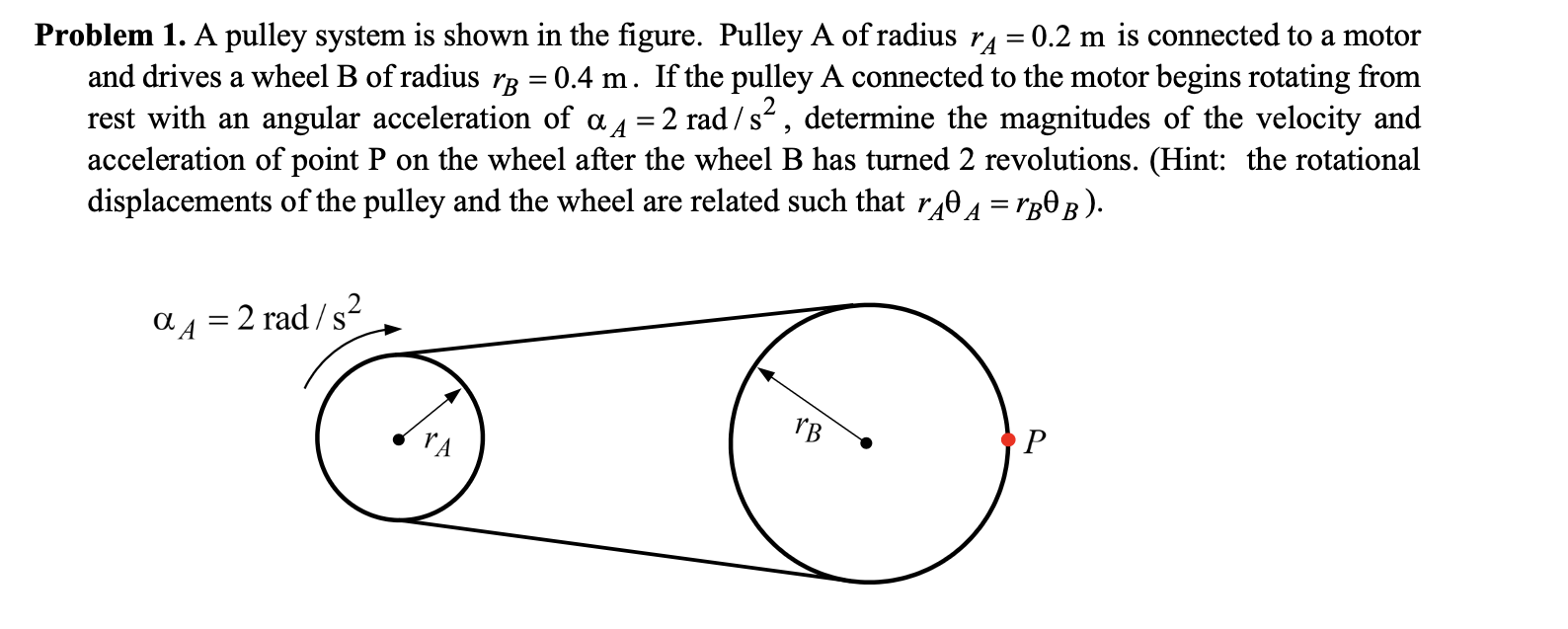 Solved Problem 1. A pulley system is shown in the figure. | Chegg.com