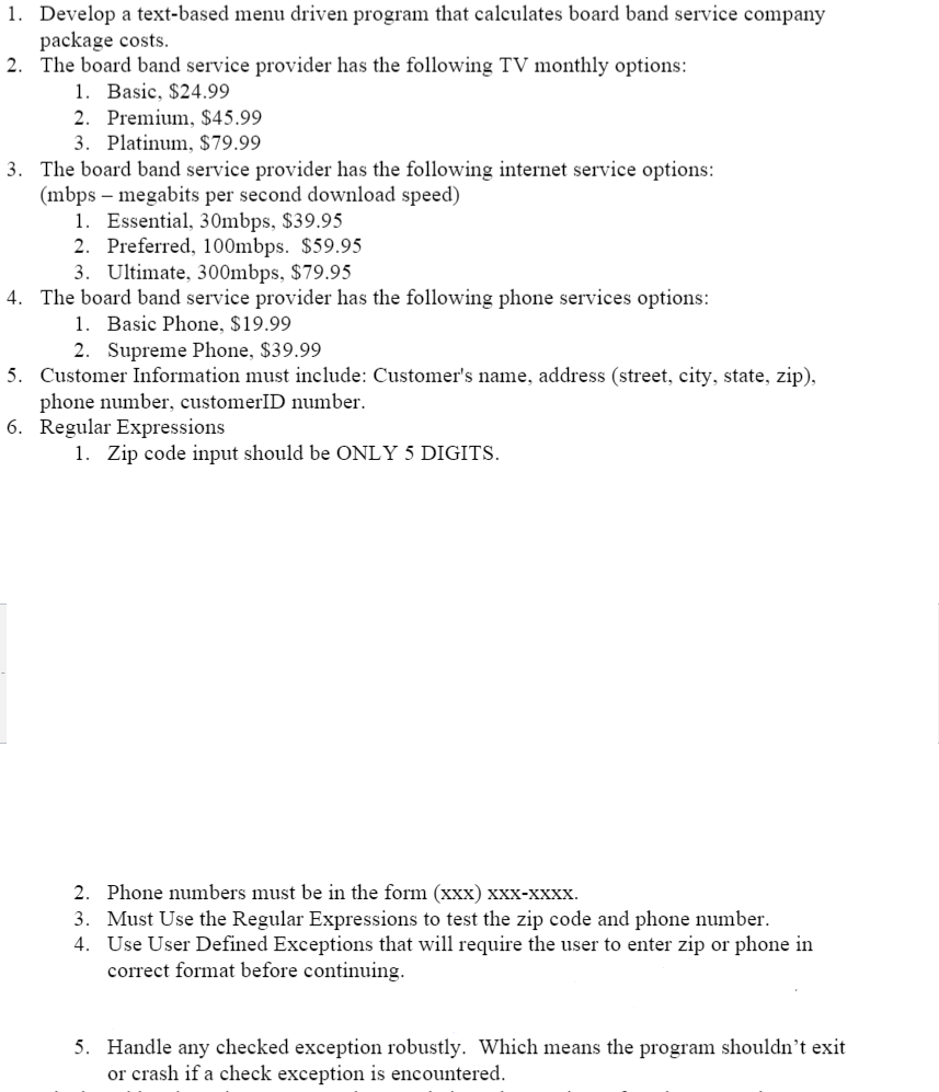 Solved 1. Develop a text-based menu driven program that | Chegg.com