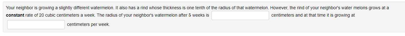 Solved constant rate of 20 cubic centimeters a week. The | Chegg.com
