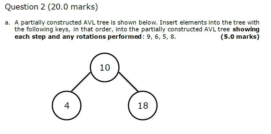 Solved Question 2 (20.0 marks) a. A partially constructed | Chegg.com