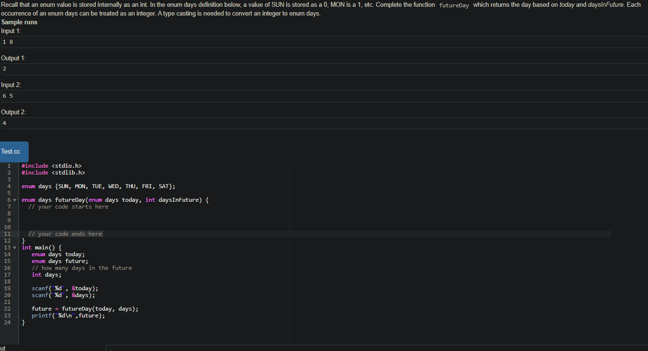 Solved Recall That An Enum Value Is Stored Internally As An