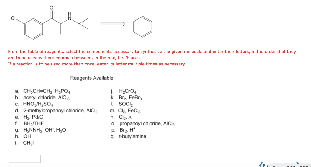 Solved From the table of reagents, select the components | Chegg.com