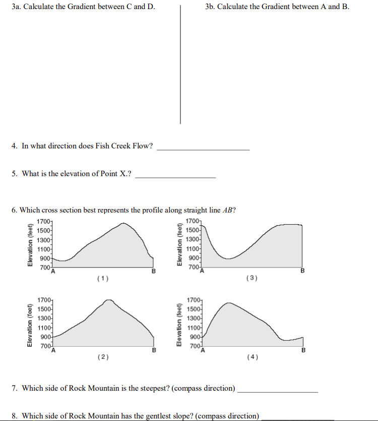 Solved Topographic Map Worksheet Base your answers to the | Chegg.com
