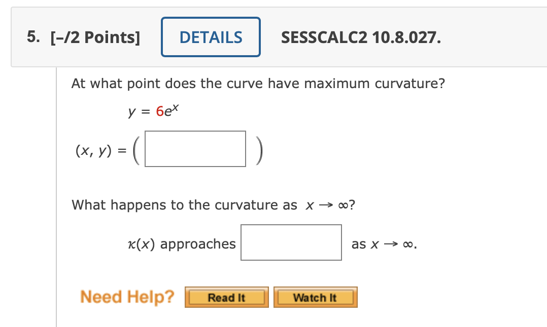 Solved At what point does the curve have maximum curvature? | Chegg.com