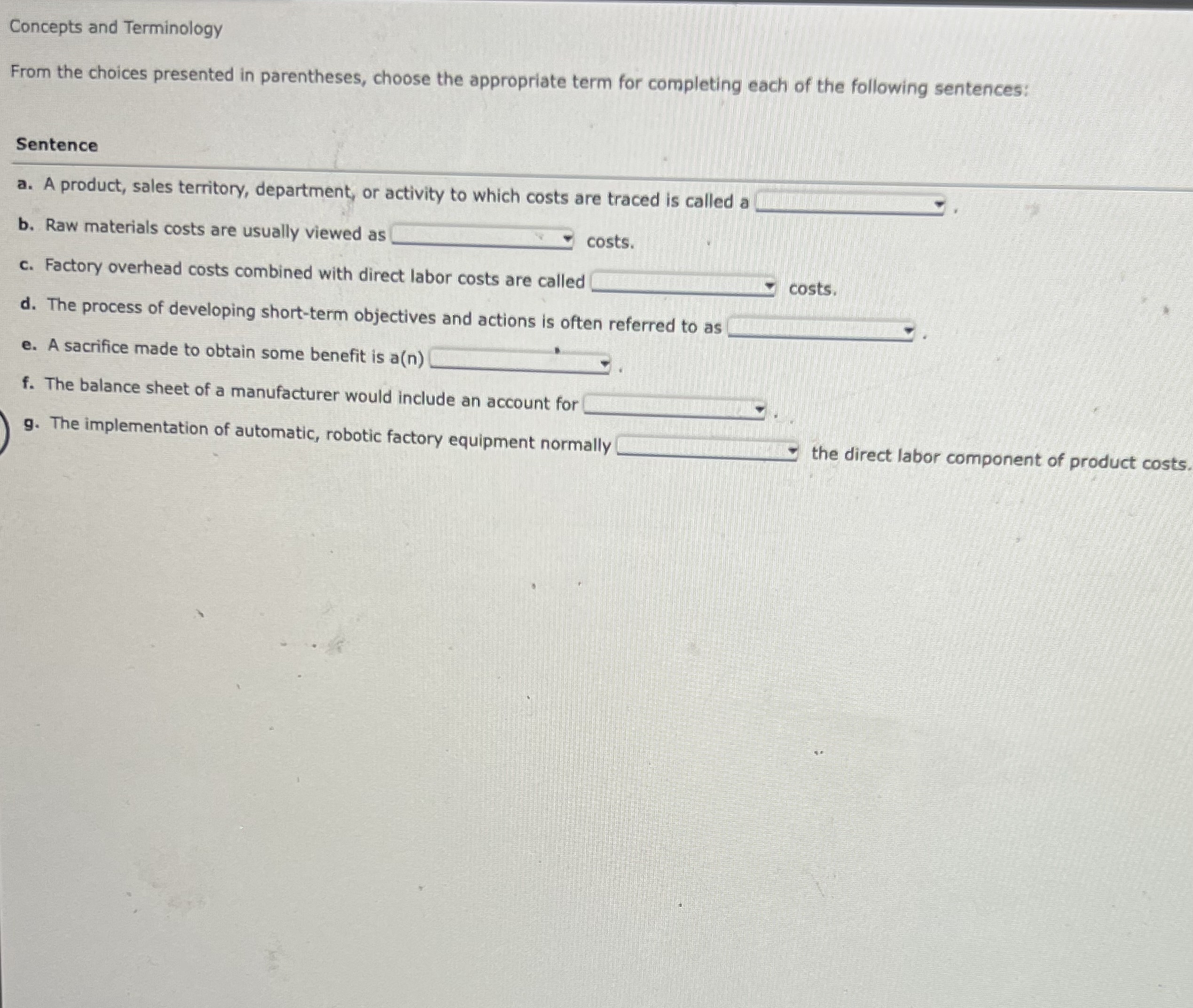 Solved From the choices presented in parentheses, choose the | Chegg.com