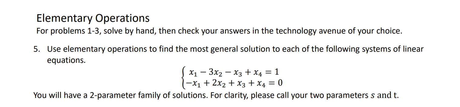 Solved Elementary Operations For problems 1-3, solve by | Chegg.com