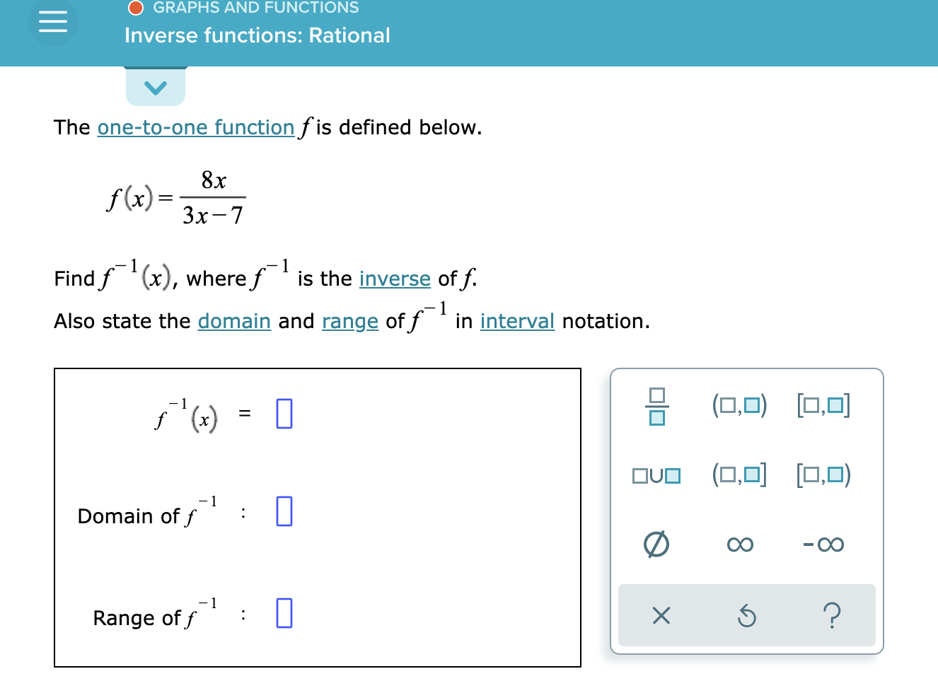 Solved = GRAPHS AND FUNCTIONS Inverse functions: Rational | Chegg.com