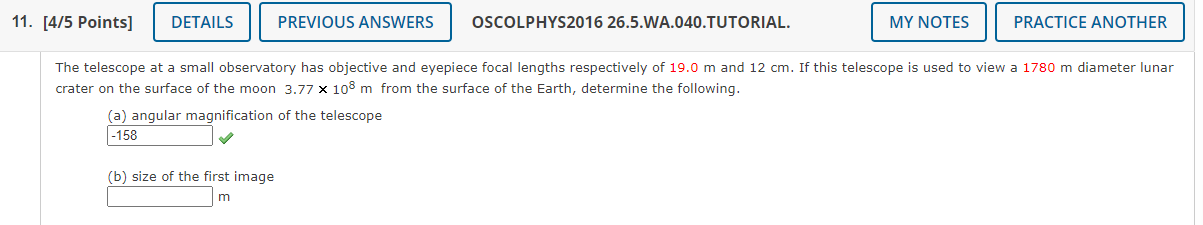 Solved The telescope at a small observatory has objective | Chegg.com