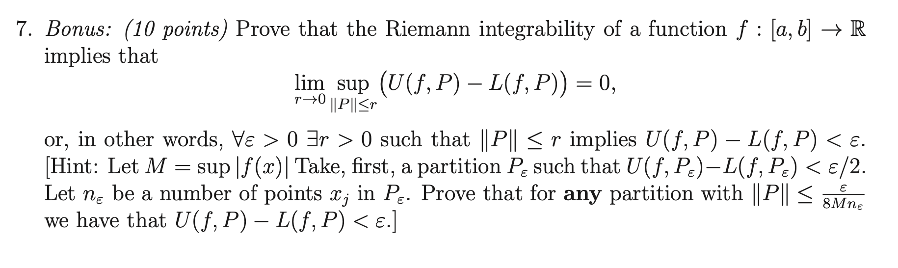 Solved 7. Bonus: (10 points) Prove that the Riemann | Chegg.com