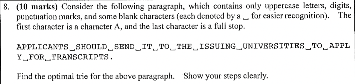 Solved 8. (10 marks) Consider the following paragraph, which | Chegg.com