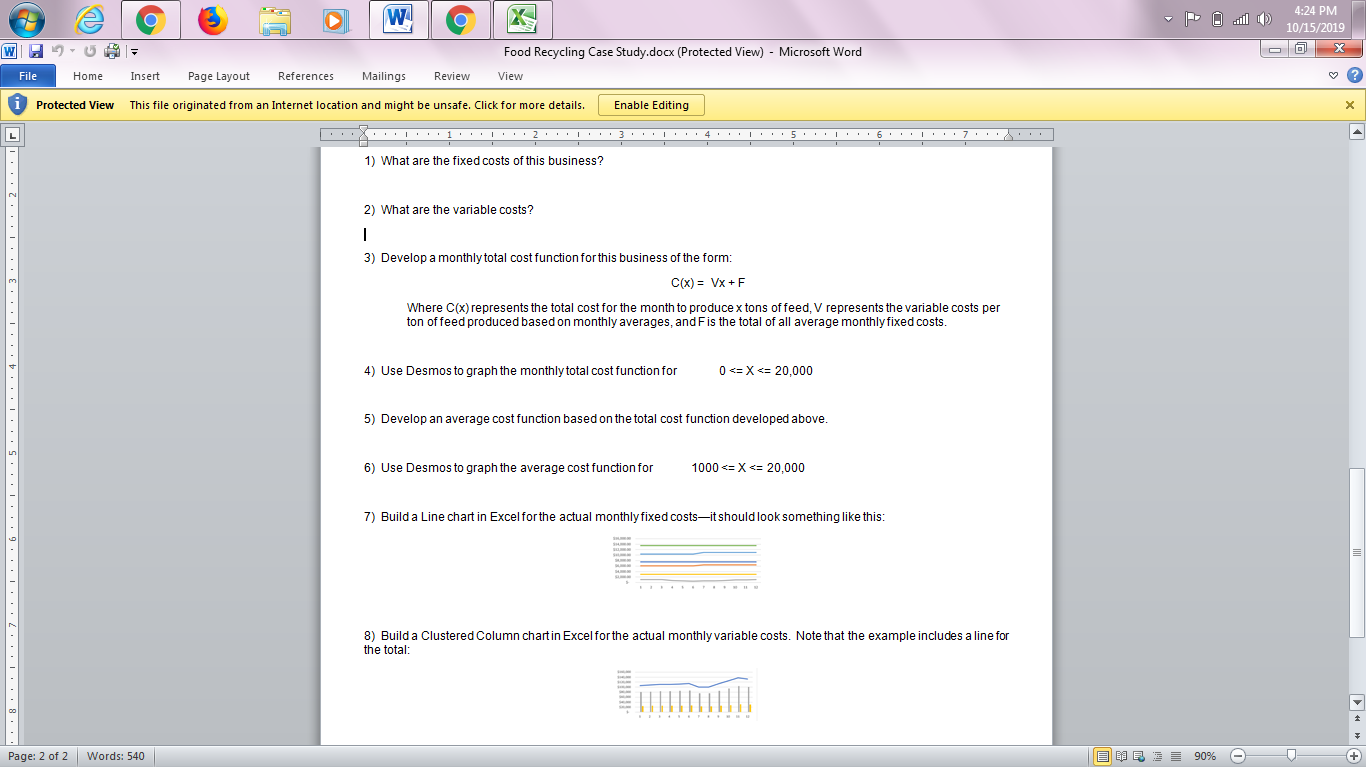 Solved ill ) Food Recycling 2017 Cost Data.xlsx [Protected | Chegg.com