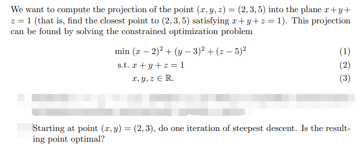 Solved We want to compute the projection of the point | Chegg.com