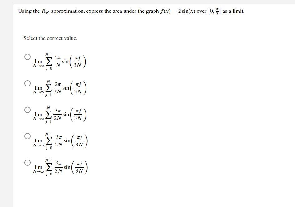 Solved Using the RN approximation, express the area under | Chegg.com