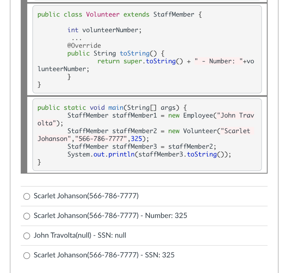Solved Question 2 10 pts Given the following classes, select | Chegg.com