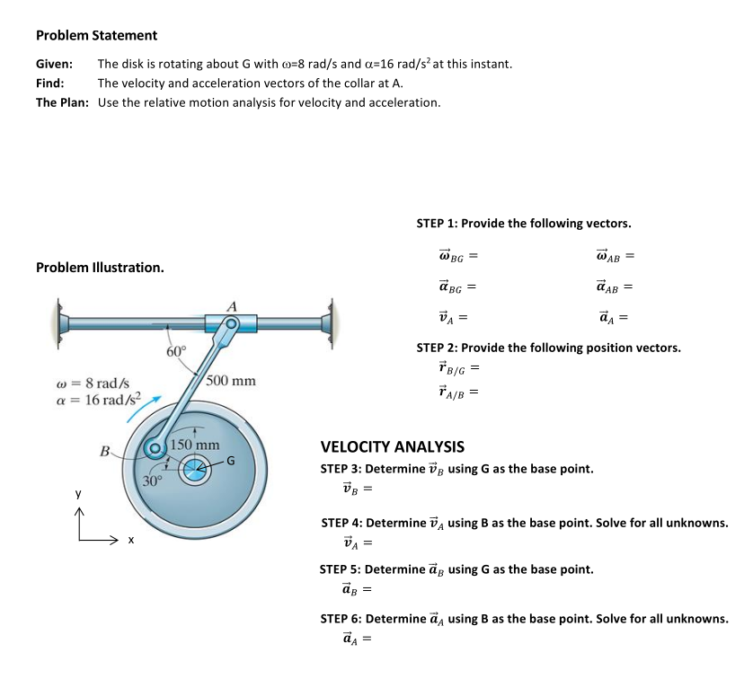 Problem Statement Given: The disk is rotating about G | Chegg.com