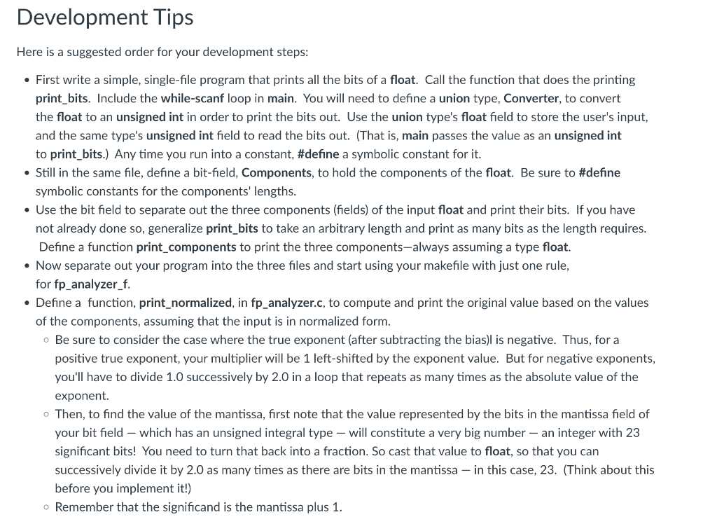 Solved In this assignment, you will create a floating-point | Chegg.com