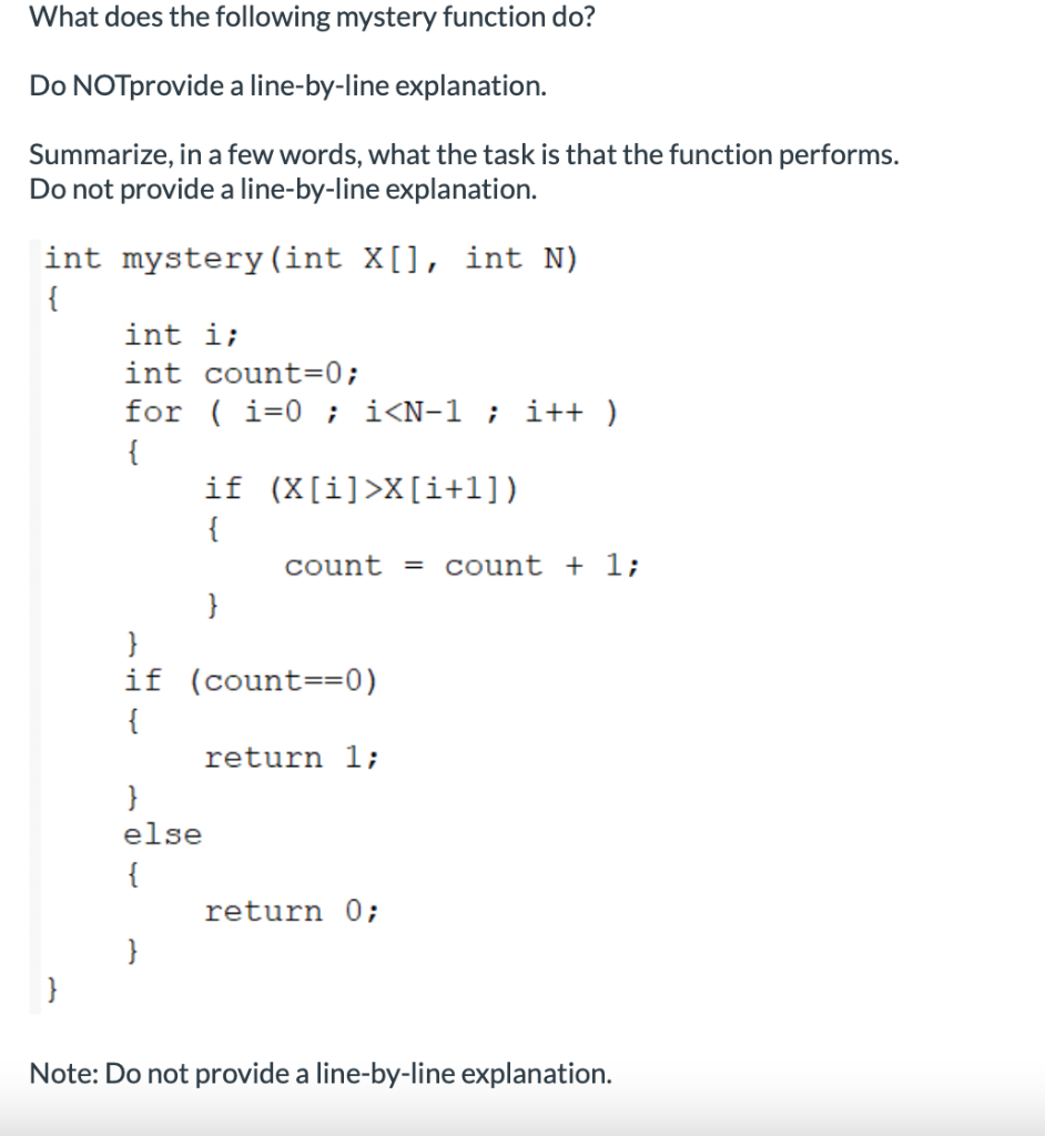 Solved What does the following mystery function do? Do | Chegg.com