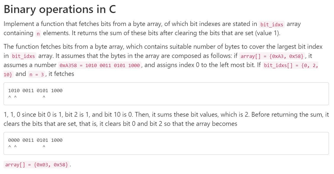 Solved Binary Operations In C Implement A Function That 3072