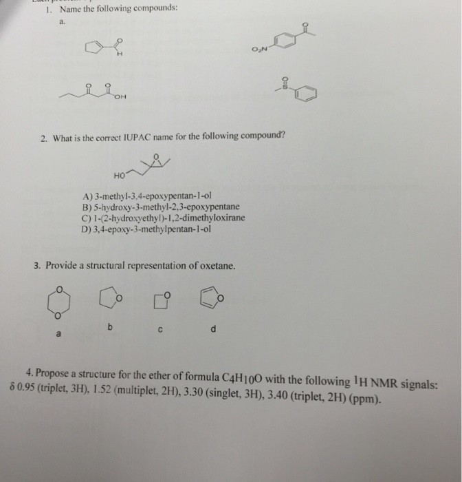 Solved Name the following compounds: What is the correct | Chegg.com
