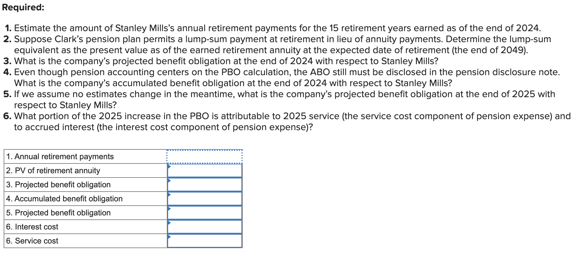 [Solved]: Exercise 17-12 (Algo) PBO calculations; ABO calcu
