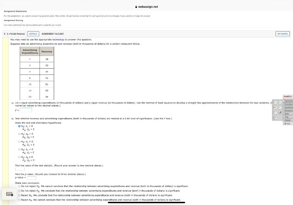 Solved webassign.net Assignment Submission For this | Chegg.com