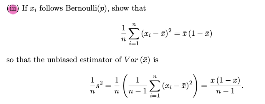 Solved If xi ﻿follows Bernoulli(p), ﻿show | Chegg.com