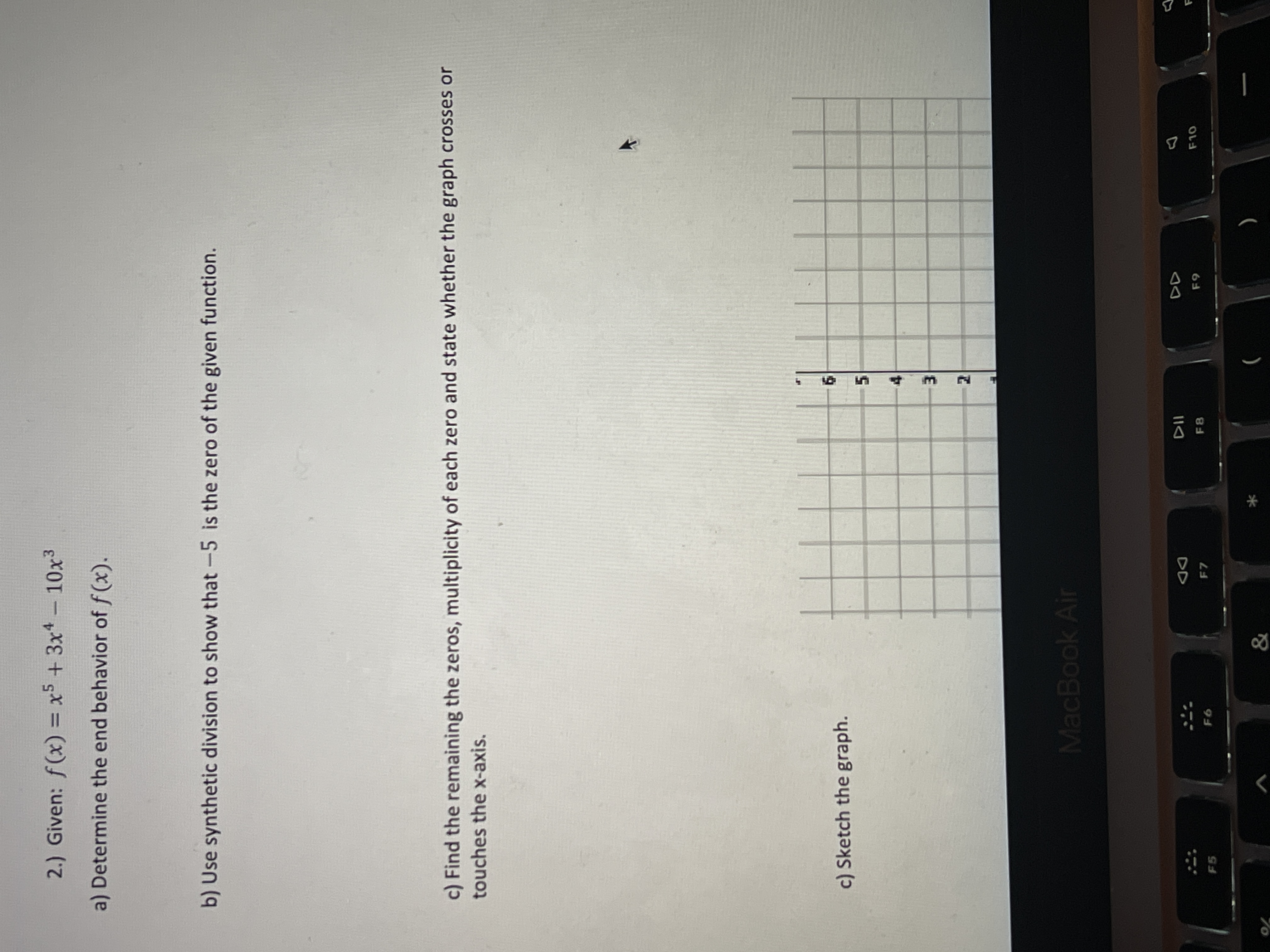Solved 2.) ﻿Given: f(x)=x5+3x4-10x3a) ﻿Determine the end | Chegg.com