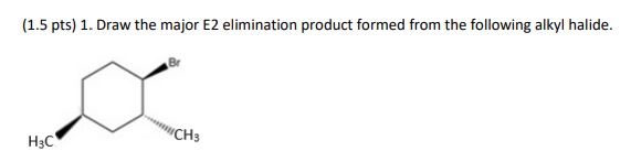 Solved (1.5 pts) 1. Draw the major E2 elimination product | Chegg.com