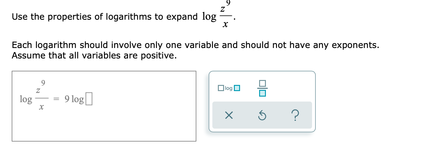 Solved Use the properties of logarithms to expand log Each | Chegg.com