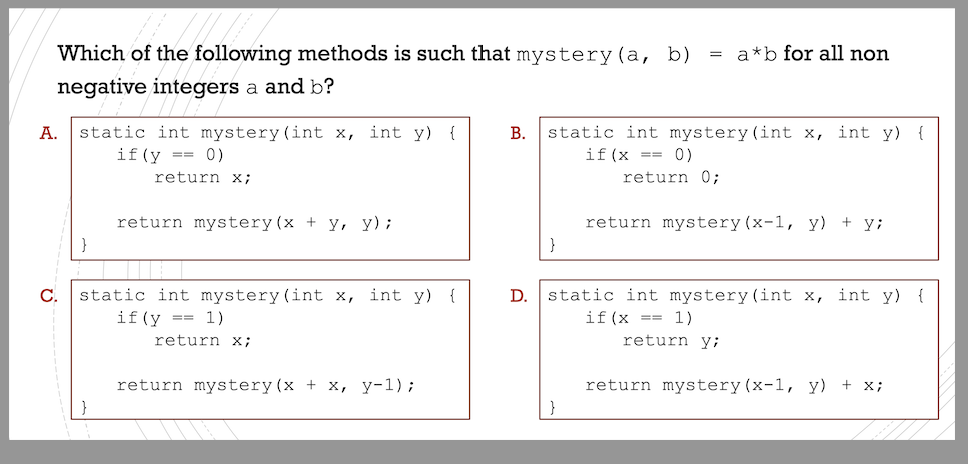 Solved Which of the following methods is such that mystery | Chegg.com