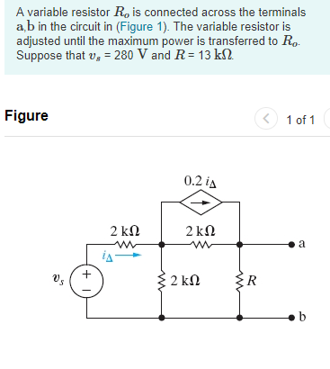 Solved A variable resistor Ro is connected across the | Chegg.com
