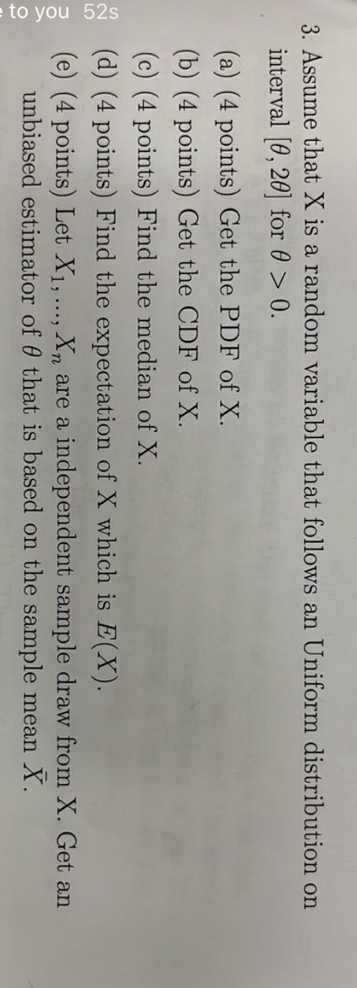 Solved 3. Assume that X is a random variable that follows an | Chegg.com