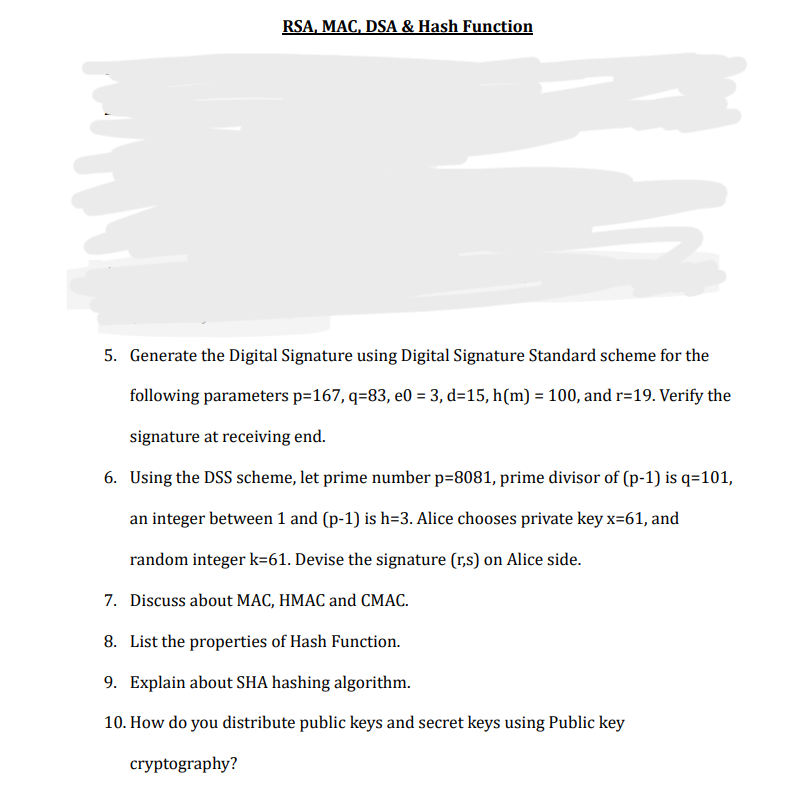 Solved 5. Generate the Digital Signature using Digital | Chegg.com