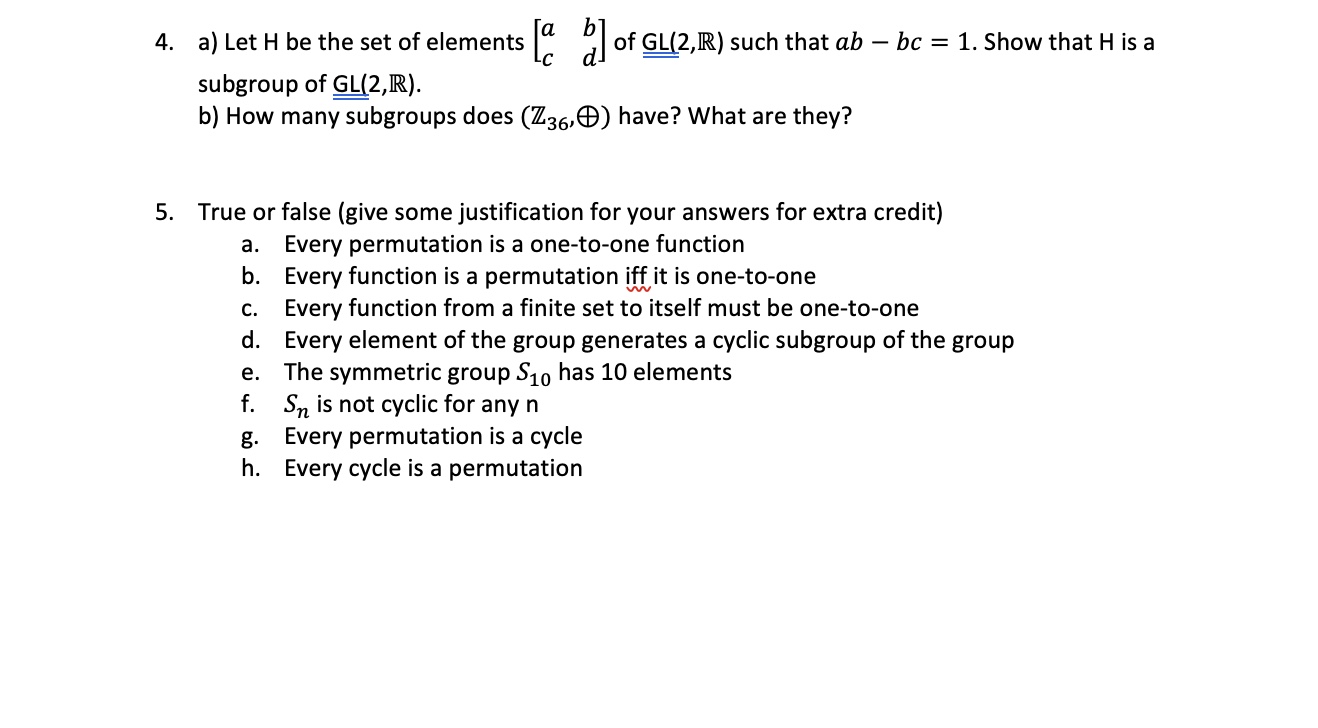 subgroup of GL(2,R). b) How many subgroups does | Chegg.com