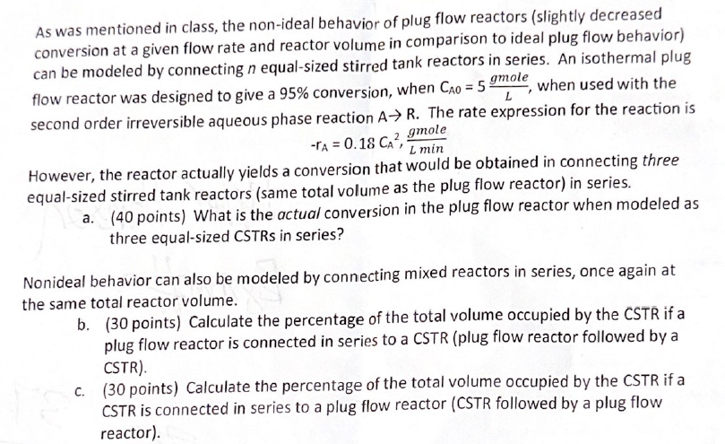 Solved As was mentioned in class, the non-ideal behavior of | Chegg.com