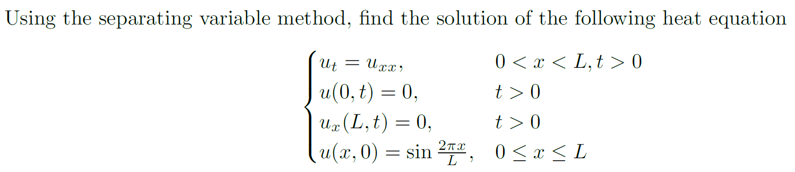 Solved Using the separating variable method, find the | Chegg.com