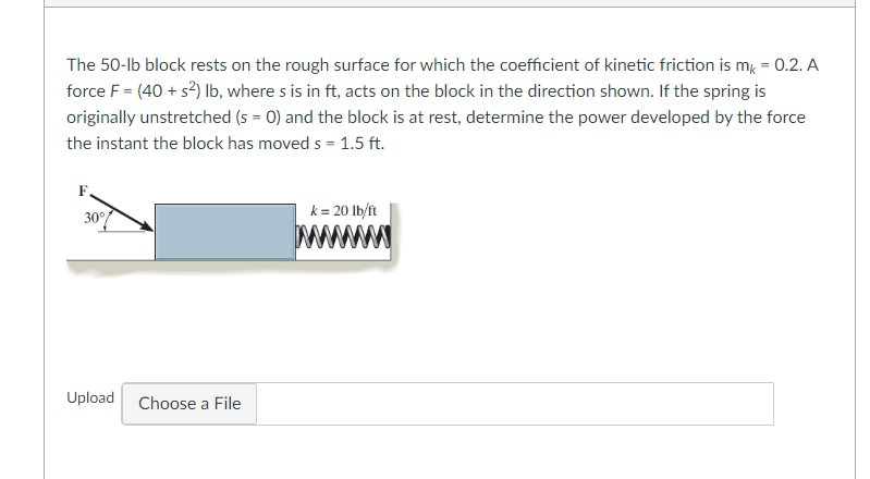 Solved The 50-lb block rests on the rough surface for which | Chegg.com
